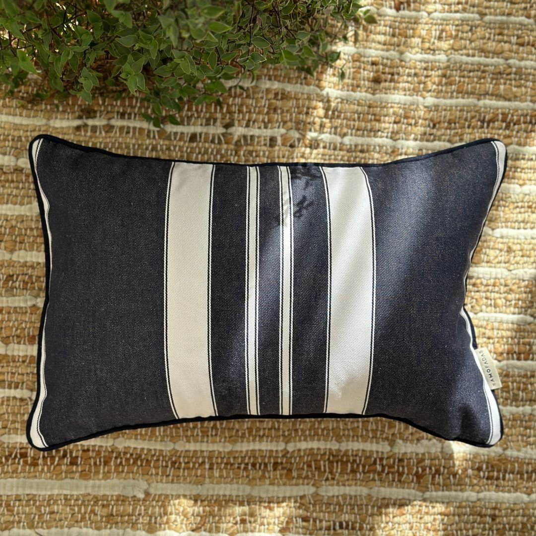 Confira Capa Almofada Jeans Entreposto Lista Azul 45x30