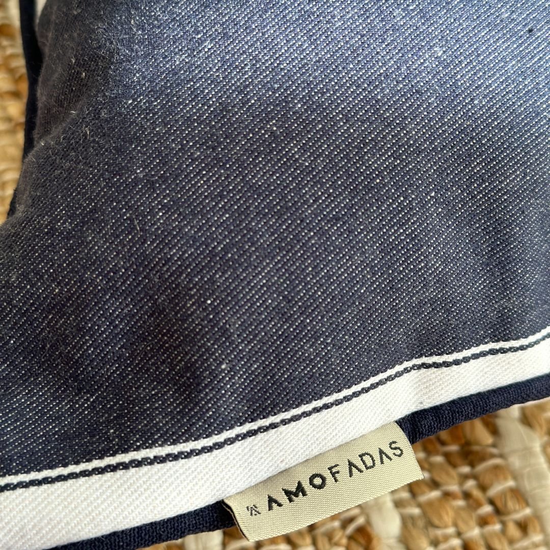 Confira Capa Almofada Jeans Entreposto Lista Azul 45x30